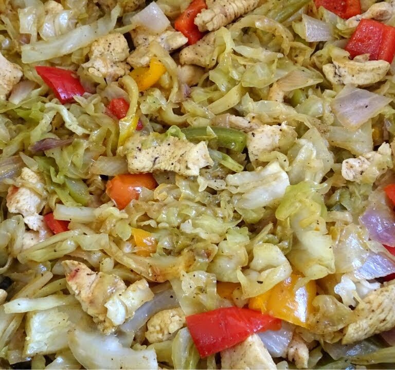 Repollo Guisado con Pimientos,Cebolla y Pollo(Col)Receta Deliciosa y ...